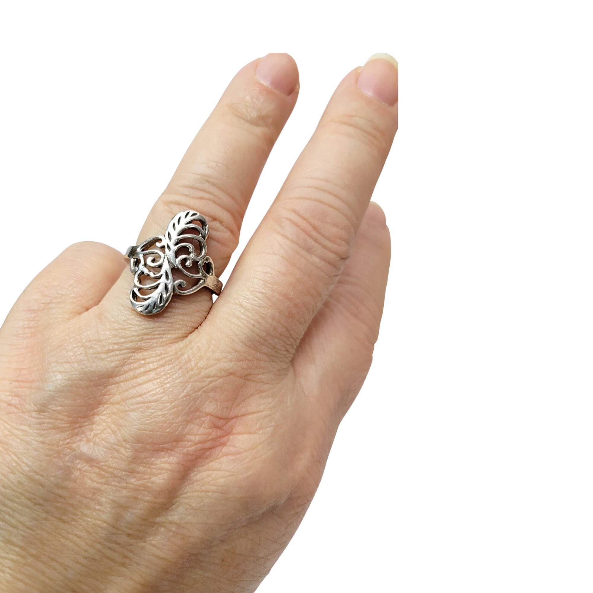 Large Sterling Silver Boho Style Freeform Ring Woman's Size 8 Artistic ...