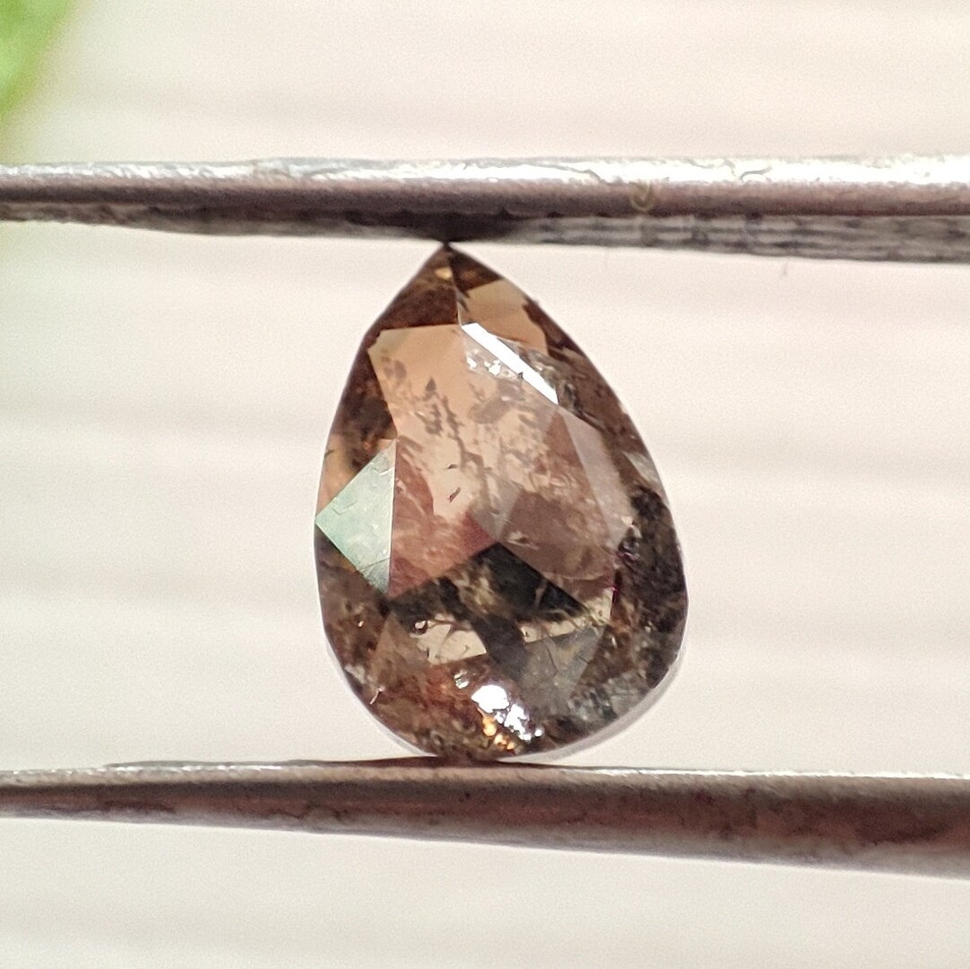 1.35 Ct Salt Pepper Diamond Rose Cut Pears Conflict Free 5.8X8.3 Mm ...