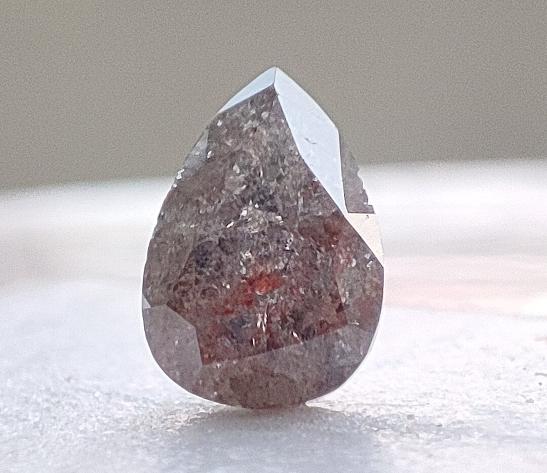 0.80 Ct Salt Pepper Diamond Full Cut Pear VS1 Quality Conflict Free ...