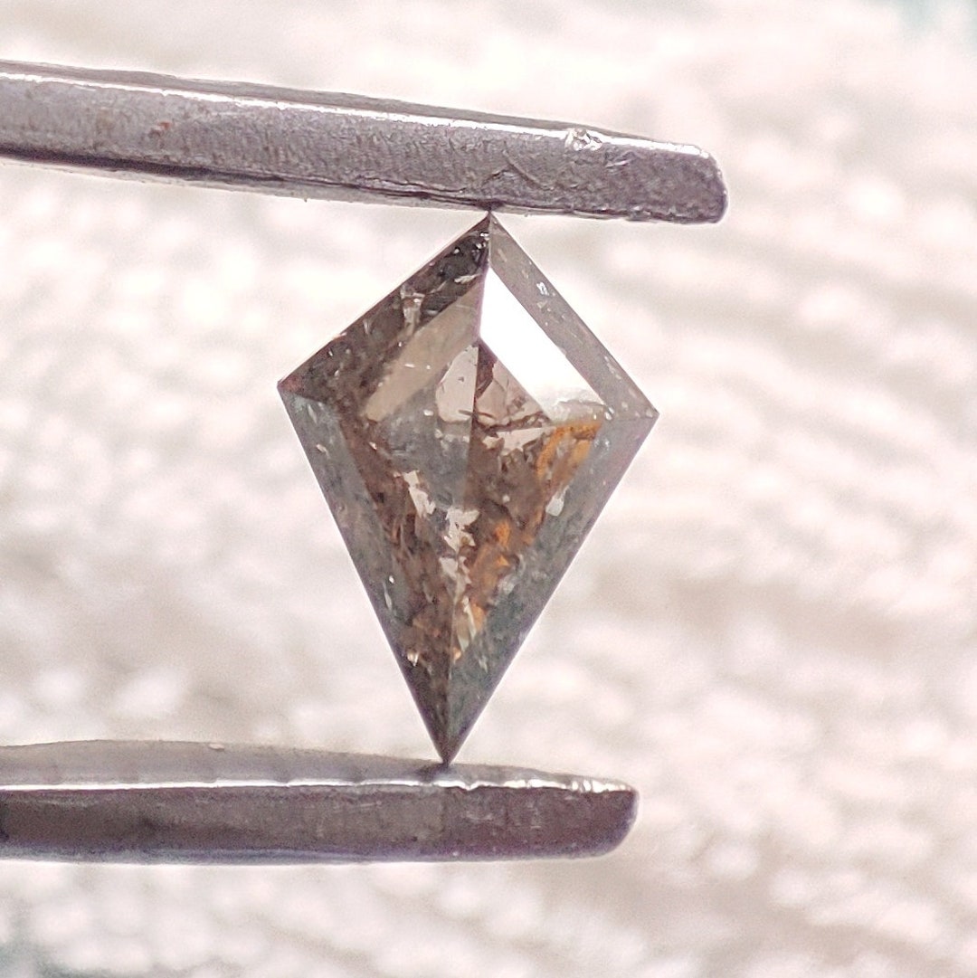 0.70 Ct Rose Cut Salt and Pepper Diamond Kite Shape, 5.5X7.8 Mm ...