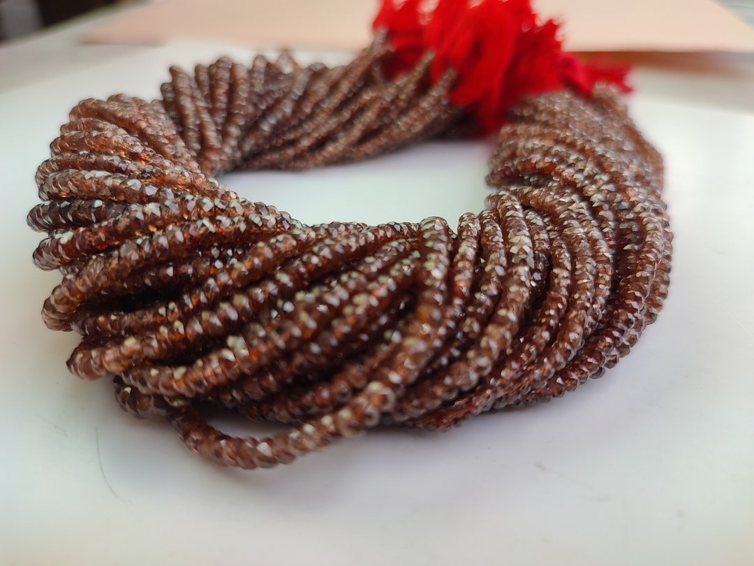 13.5 Inch Jacinth Red Zircon Faceted Beads 3.5-4 Mm Natural Red Zircon ...