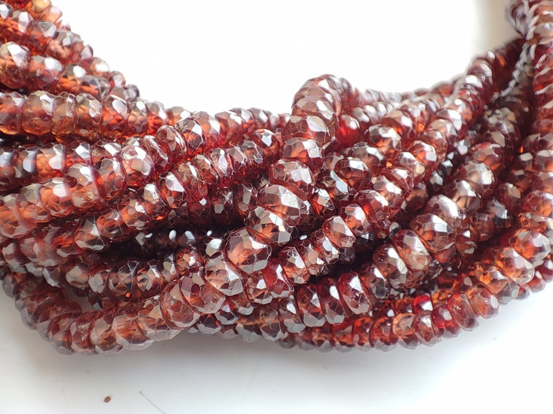 13.5 Inch Jacinth Red Zircon Faceted Beads, 3.5-4 Mm Natural Red Zircon ...