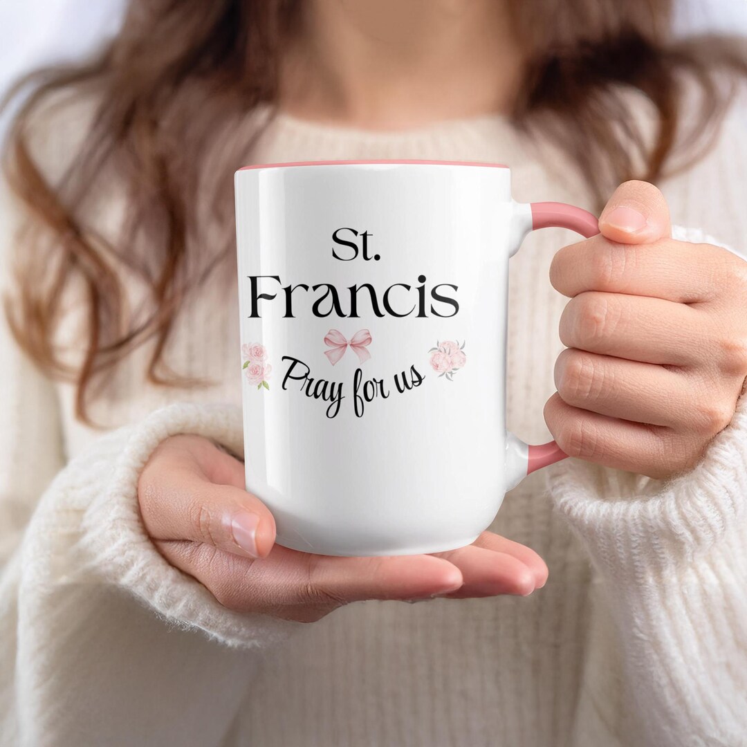 St Francis Xavier Mug, Catholic Gift, Pray for Us, Floral Religious Mug ...