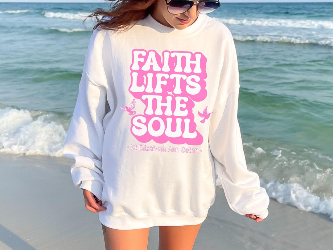 Pink St Elizabeth Ann Seton Crew Neck Sweatshirt, Beachy Saint Seton ...