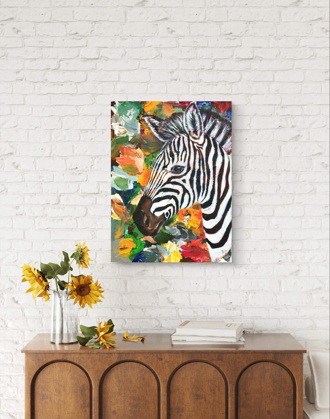 Hand-painted Zebra Acrylic Painting – Original Animal Artwork on Canvas ...