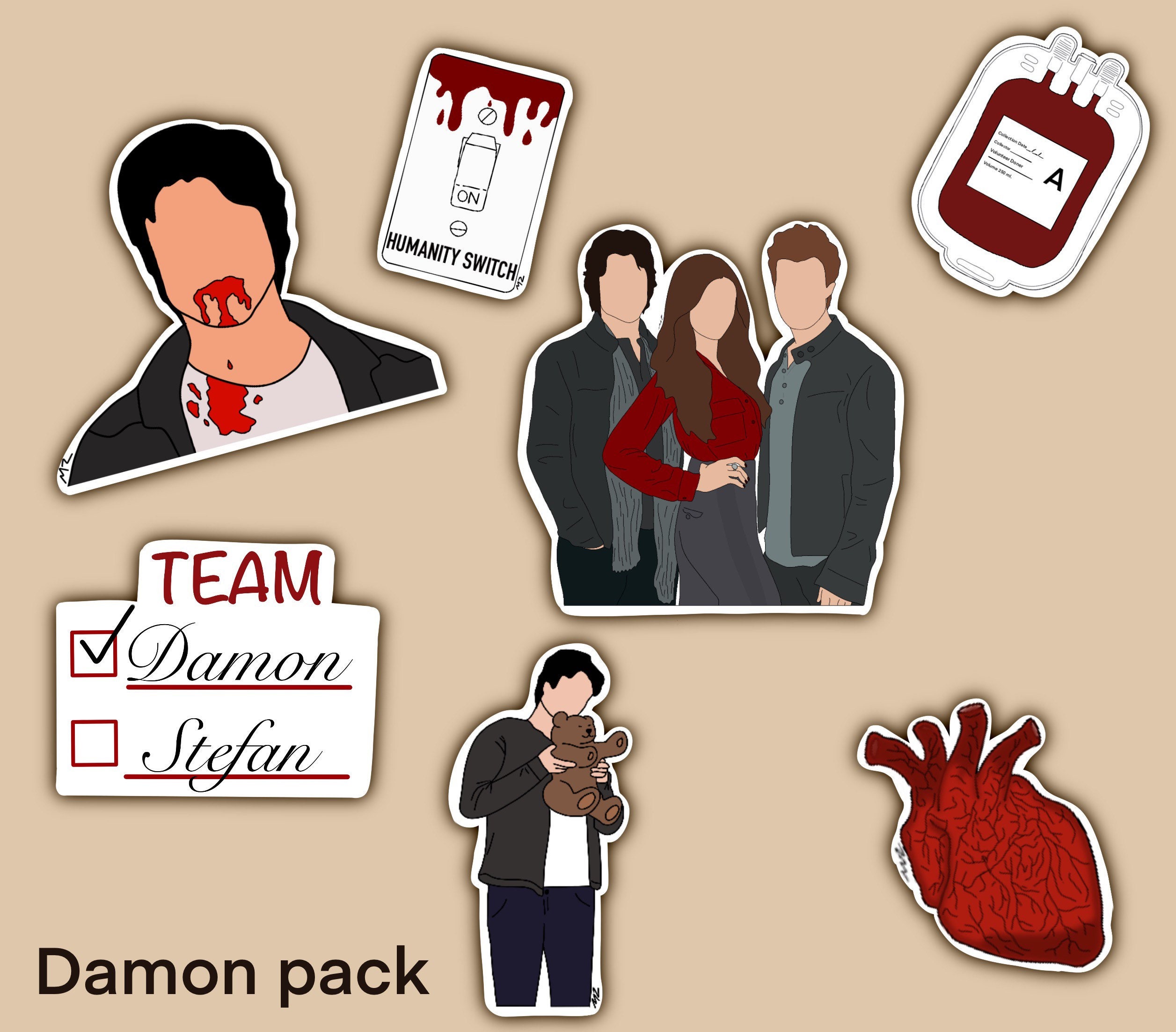 The vampire diaries sticker packs-tvd sticker pack vampire | Etsy