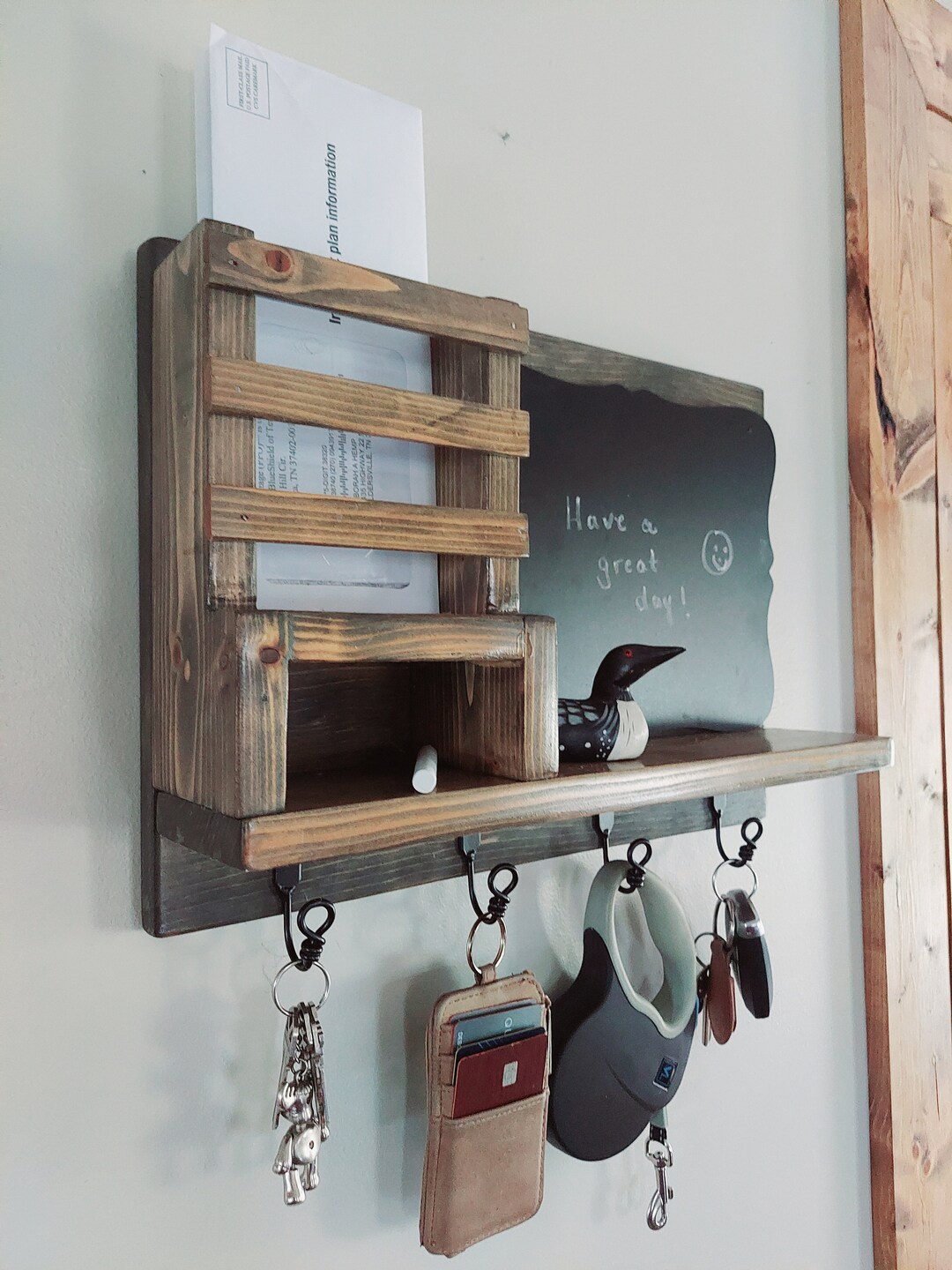 Wall Mounted Mail Organizer L Key Holder L Entryway Organizer L Hallway ...