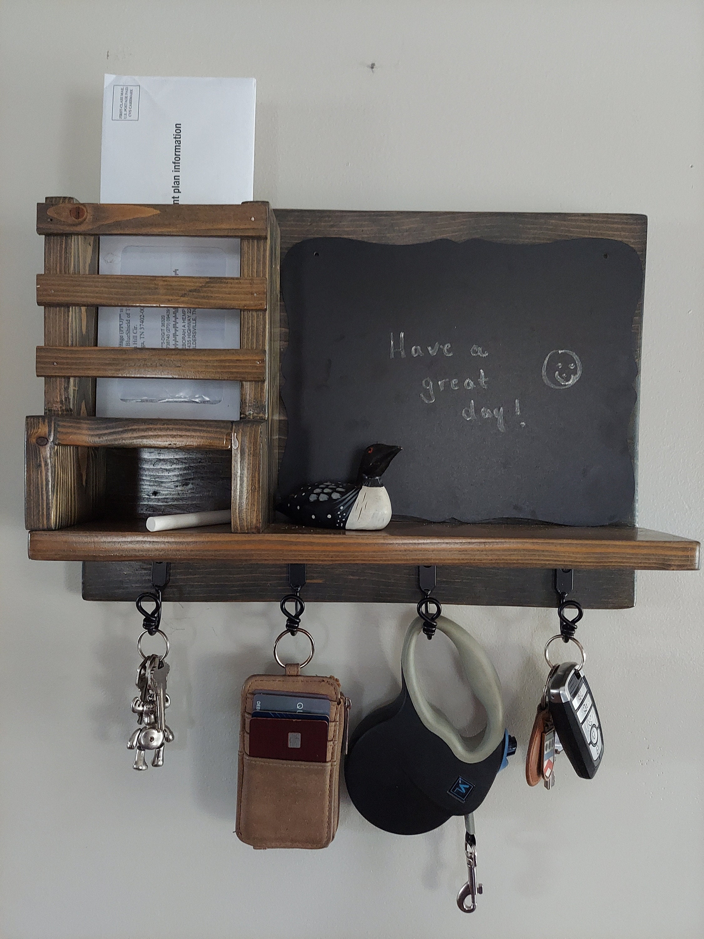 Wall Mounted Mail Organizer L Key Holder L Entryway Organizer L Hallway ...