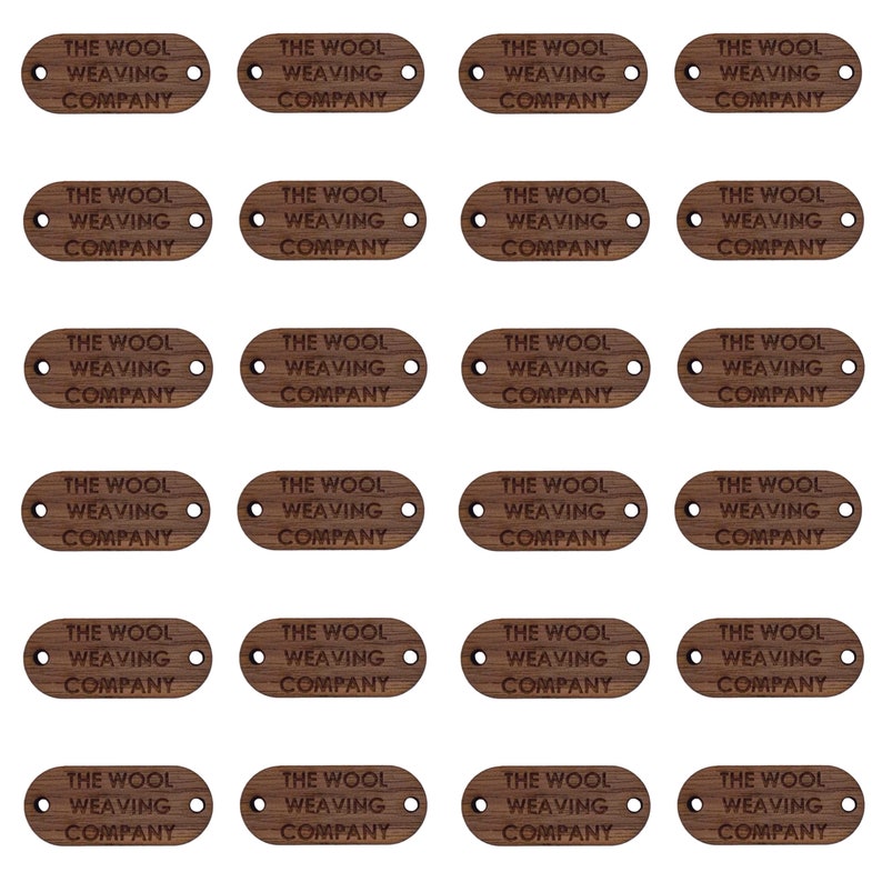 Walnut Wood OBLONG Tags 20mm X 16mm Wooden Add: Any Text, an Image or ...