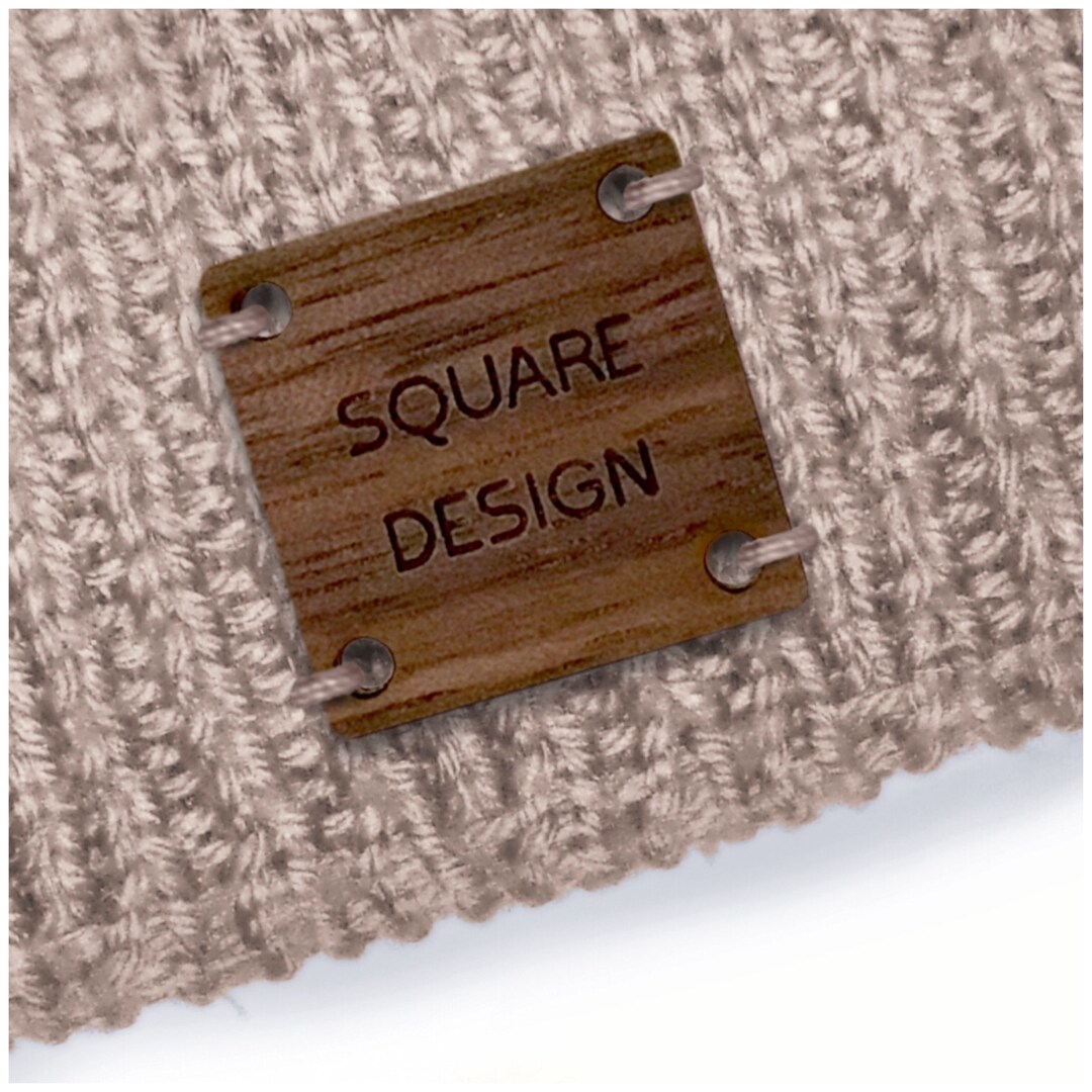 Custom Walnut SQUARE Tags 20mm X 20mm Wooden Handmade Clothing Knitted ...