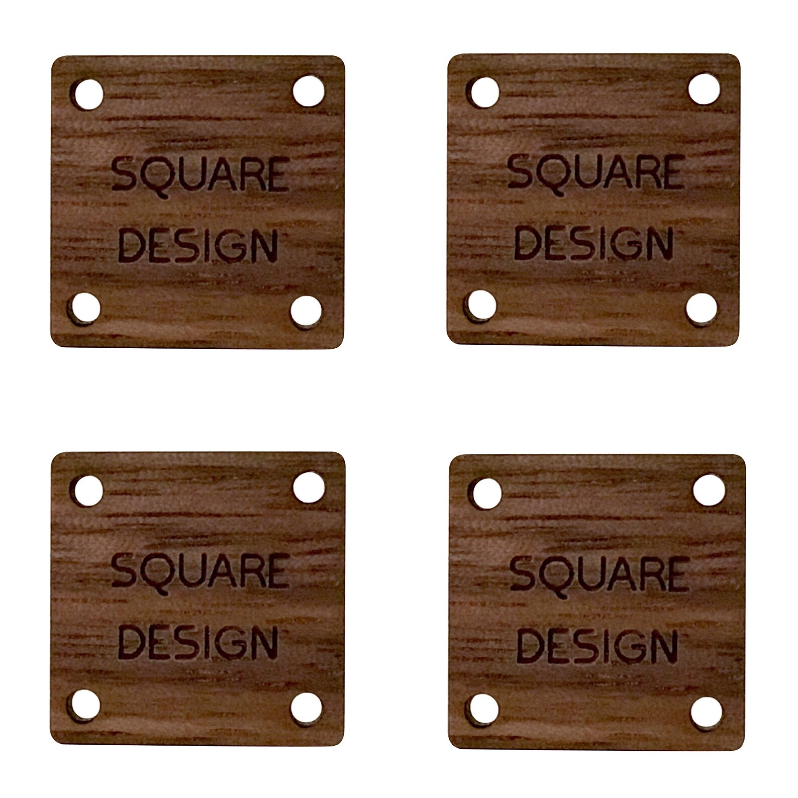 Custom Walnut SQUARE Tags 20mm X 20mm Wooden Handmade Clothing Knitted ...