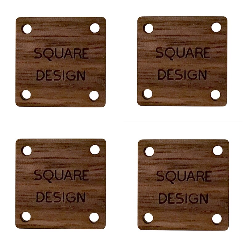 Custom Walnut SQUARE Tags 20mm X 20mm Wooden Handmade Clothing | Etsy UK