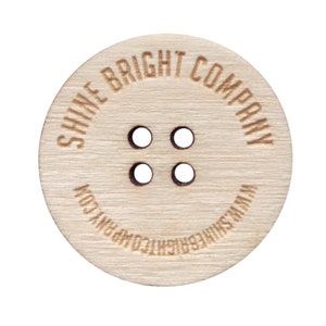 Personalised 20mm Buttons Wooden | Custom Birch Wood Buttons | Add Any ...