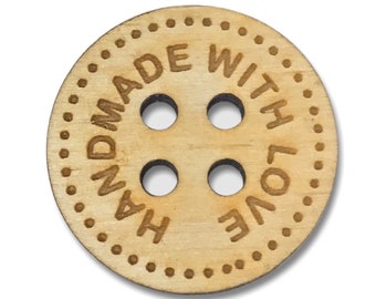 Personalised Wooden Birch Buttons Made by Hand Knitted With Love for ...