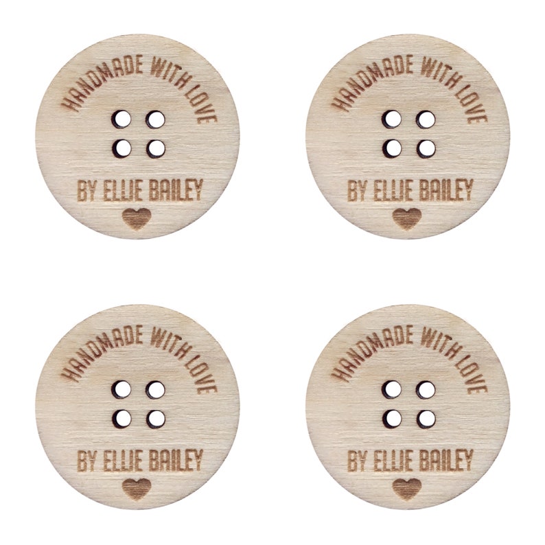 Personalised 20mm Wooden Birch Buttons for Handmade Products, Crochet ...
