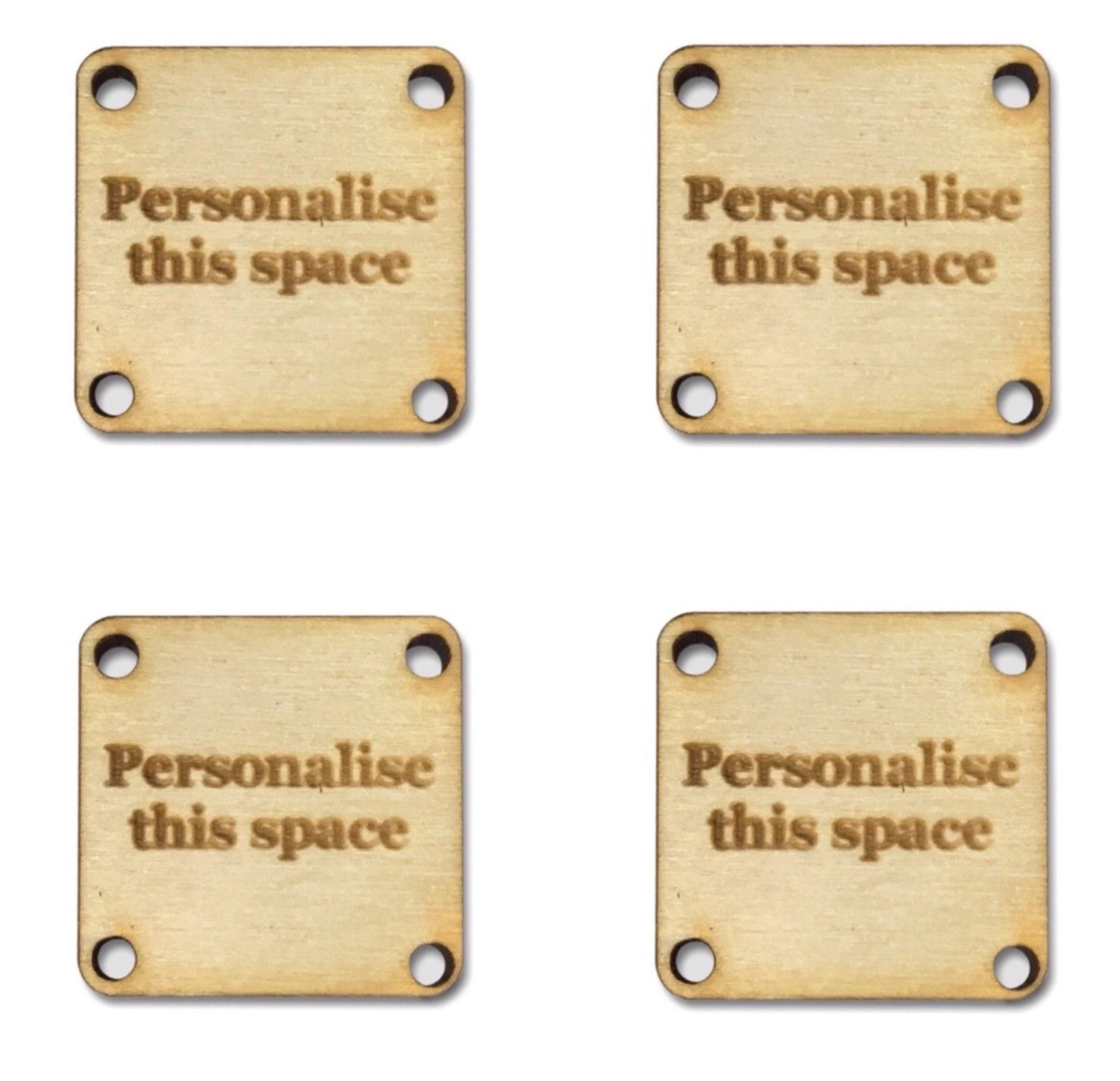 Personalised 20mm SQUARE Tags for Handmade Products Knitted Crochet ...