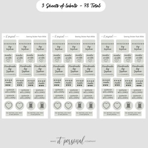CUSTOMISED Hand Sewn Stickers HANDMADE WITH Love , Labels Hearts ...