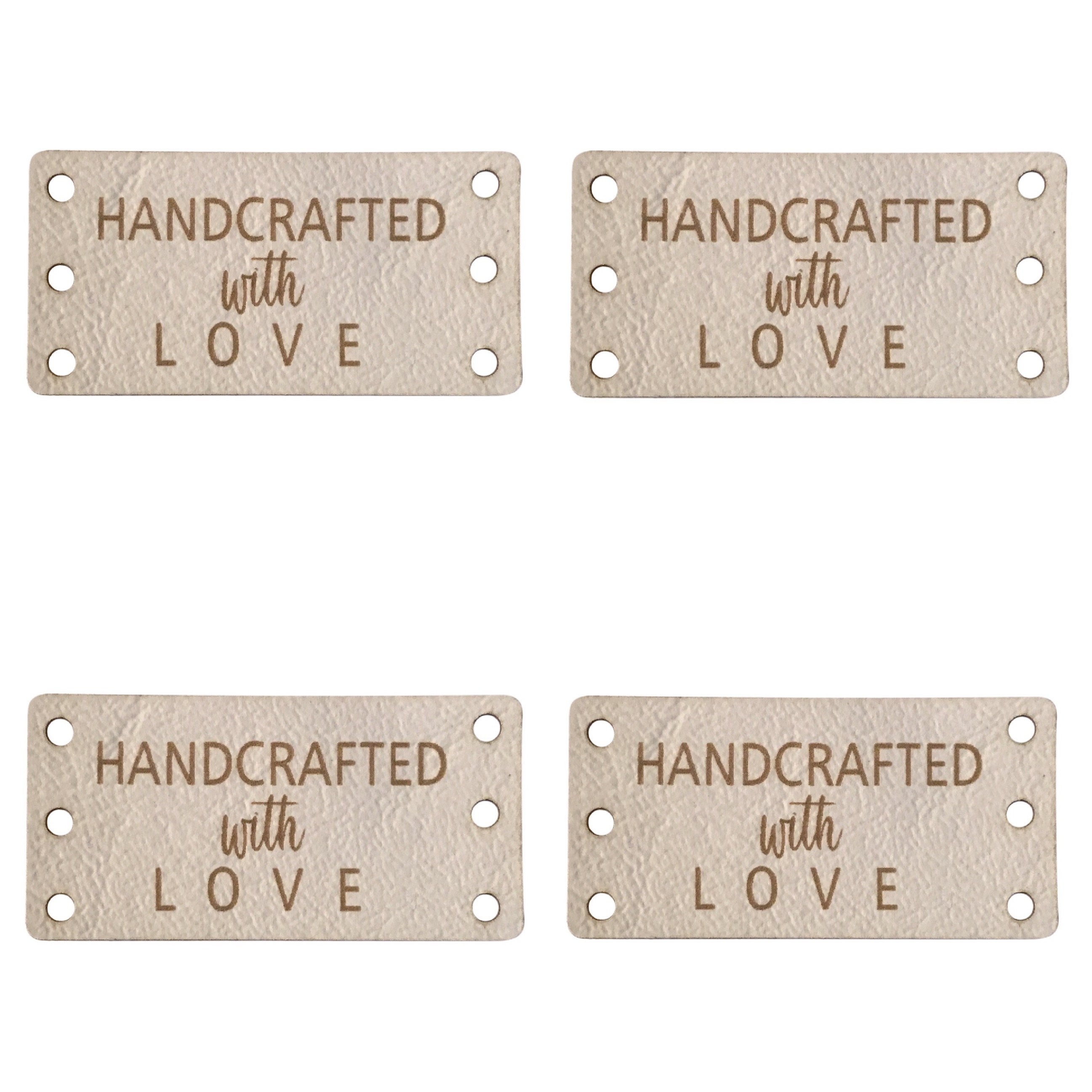Personalised Cream Medium Size 20mm X 40mm Rectangle Faux Leather ...