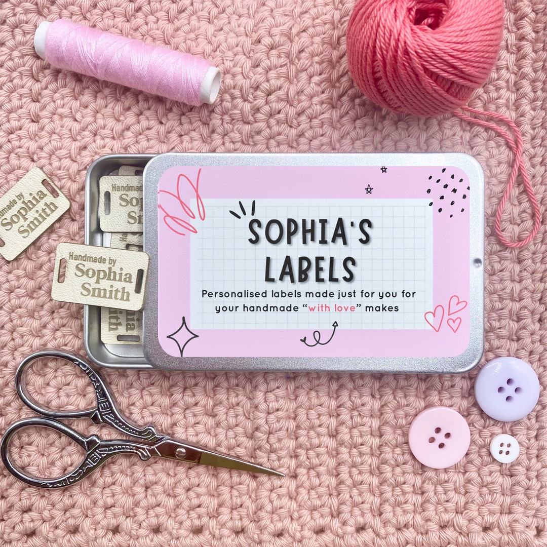 Personalised Tin & 25 Personalised Labels Gift for Crafters, Knitters ...
