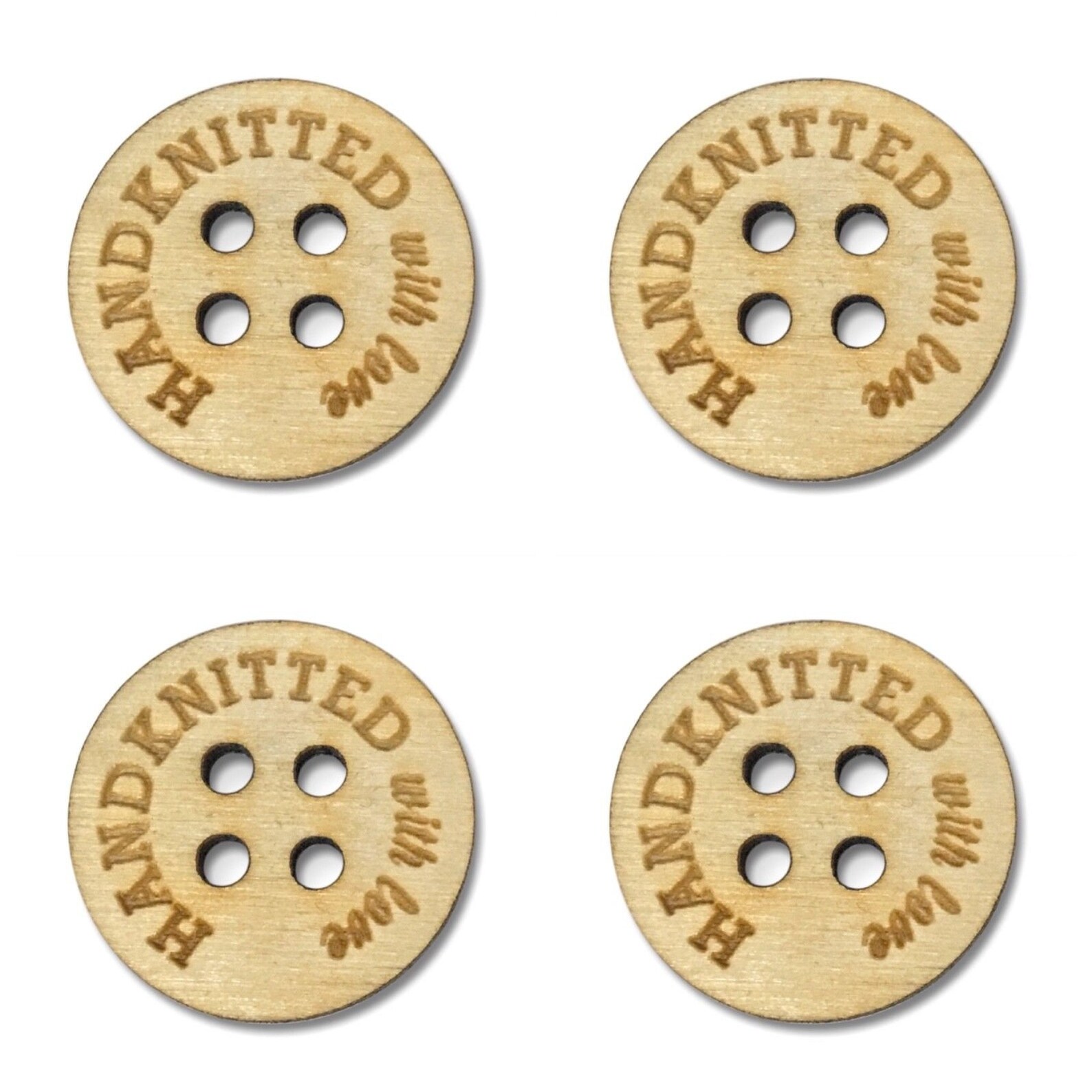 Personalised Wooden Birch Buttons Made by Hand Knitted With Love for ...