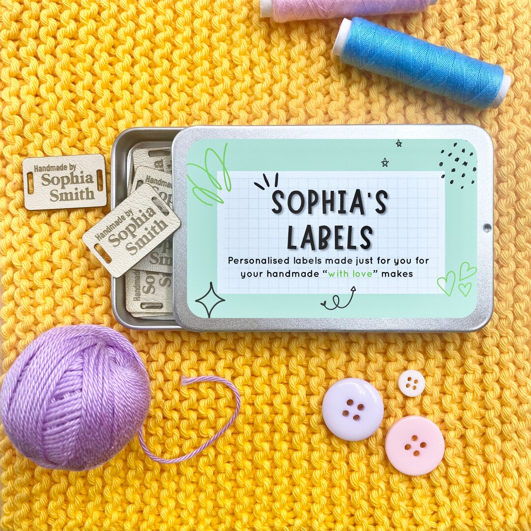 25 Personalised Labels in Gift Tin Gift for Knitters, Gift for ...