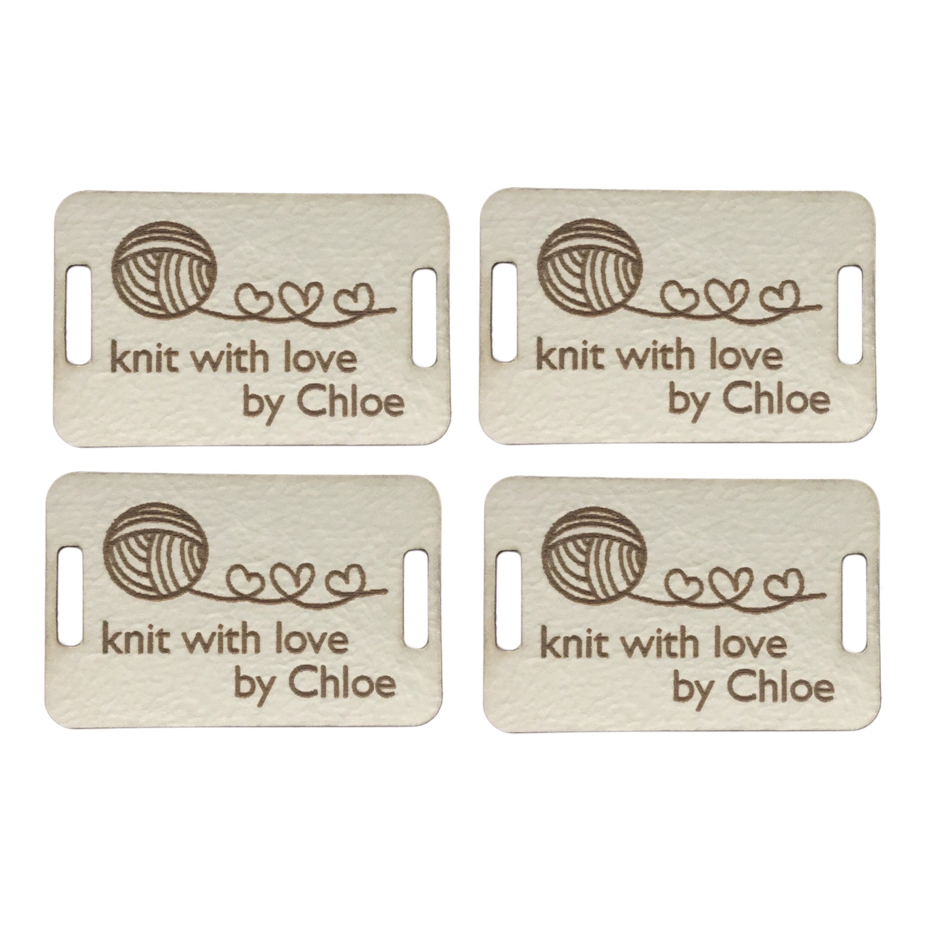 Personalised Set of 50 Cream 28x18mm Faux Leather Labels. Square Labels ...