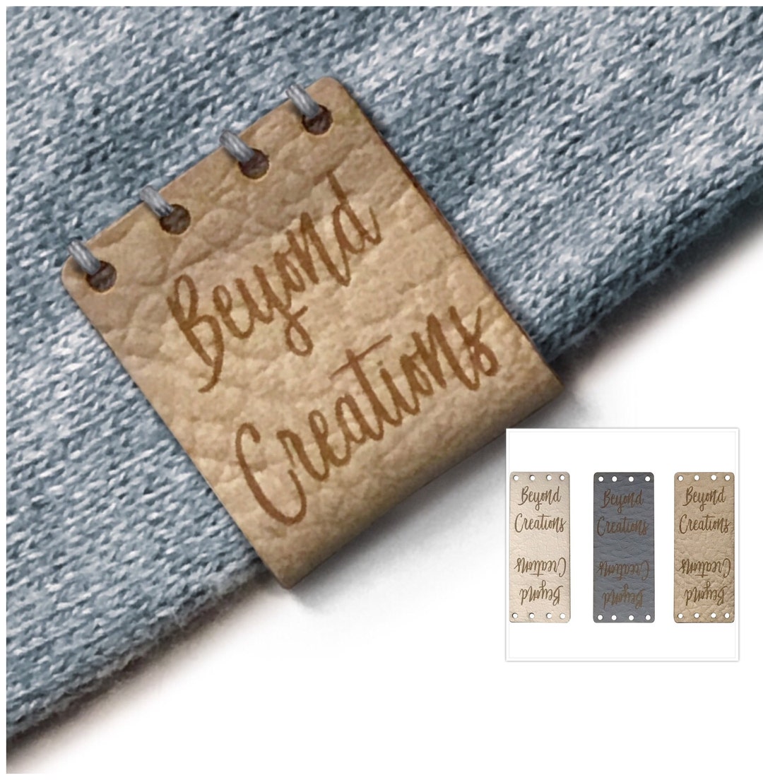 Fully Customisable Rectangle Centre Fold Foldable Faux Leather Labels ...