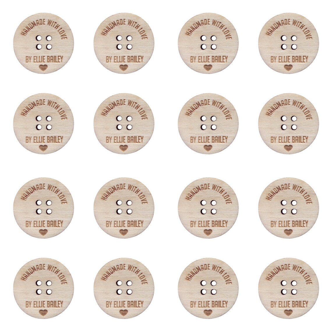 Personalised 20mm Wooden Birch Buttons for Handmade Products, Crochet ...