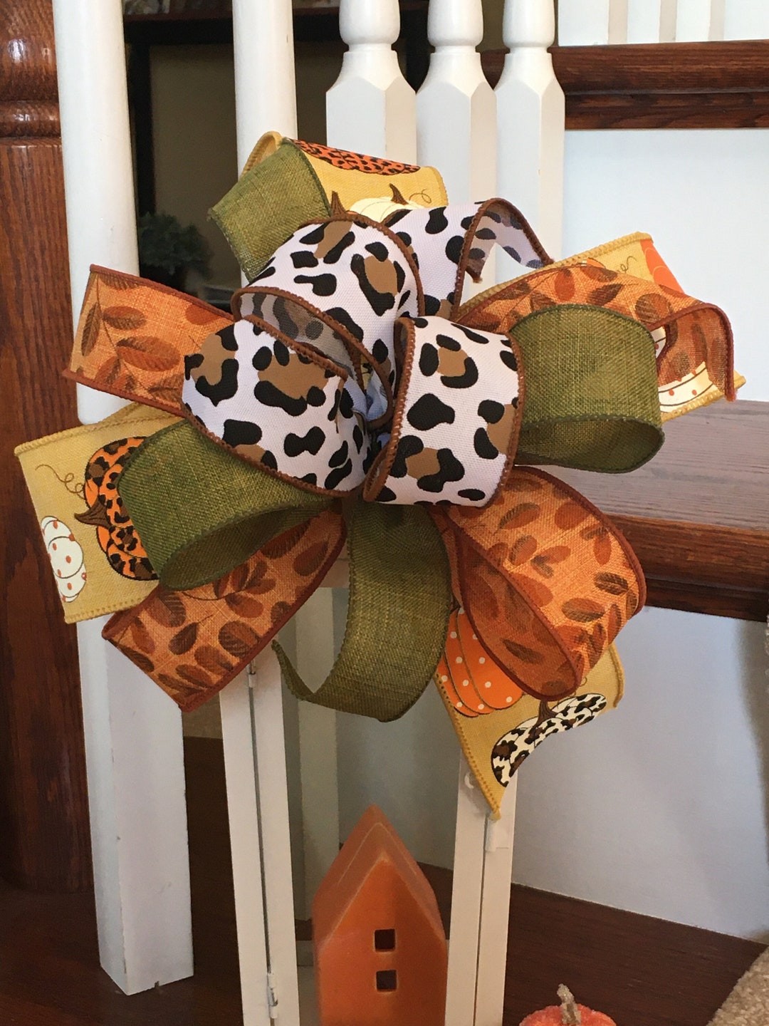 FALL BOW LANTERN, Bows for Lantern, Fall Bow, Wreath Bow, Fall Lantern ...