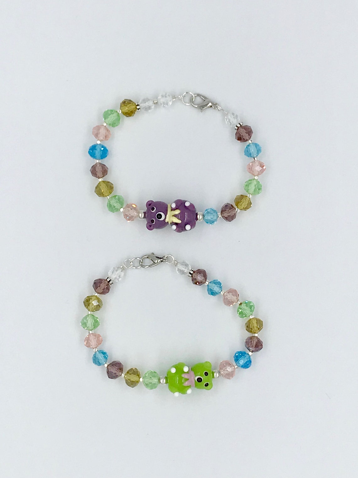 Teddy Bear Beaded Bracelet multi-colored Bracelet, Crystal Bracelet ...