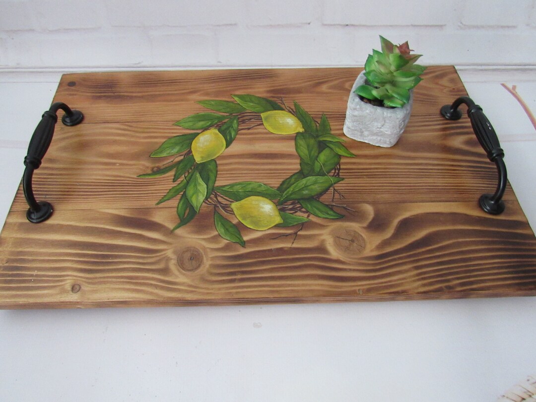 Lemon Tray for Coffee Table/ Wooden Breakfast Tray/ Serving - Etsy