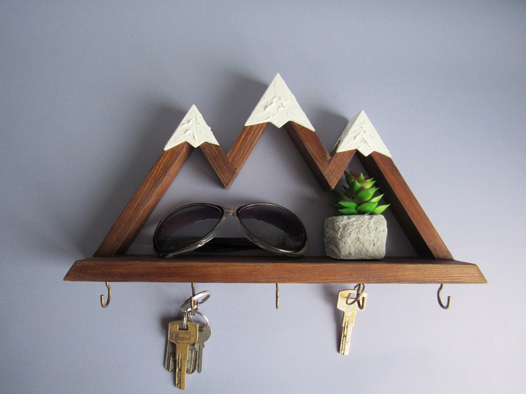 Mountain Key Rack Shelf/ Key Holder for Wall With Hooks/ First ...