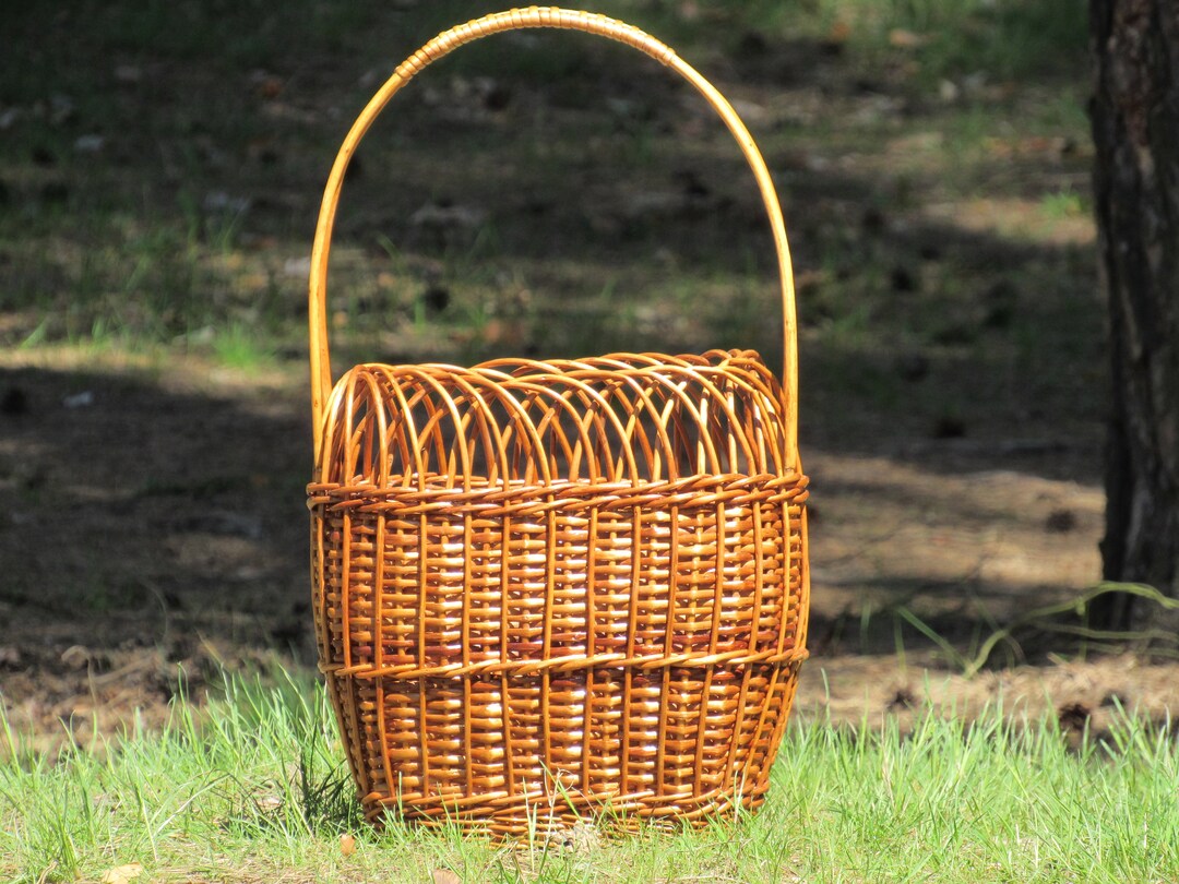 Large Wicker Basket/ Rustic Oval Basket With Handle/ Farmers Market ...