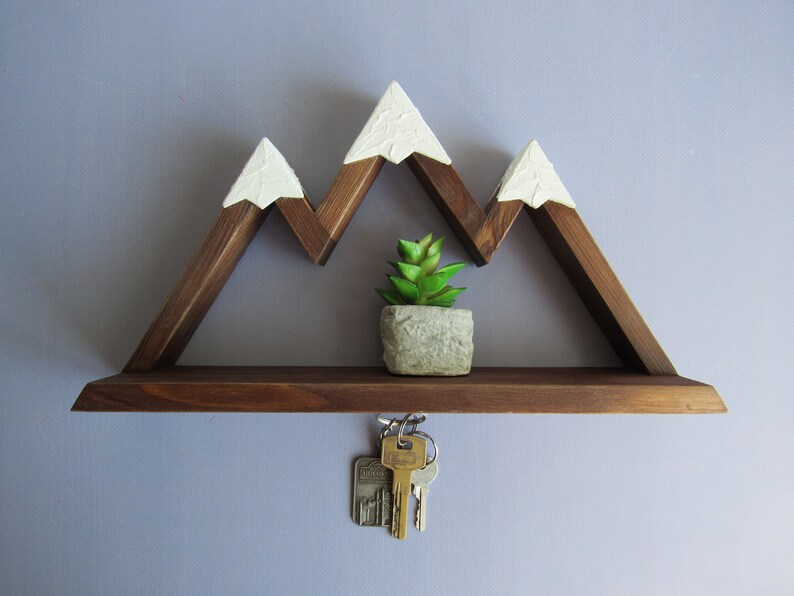 Mountain Key Rack Shelf/ Key Holder for Wall With Hooks/ First - Etsy