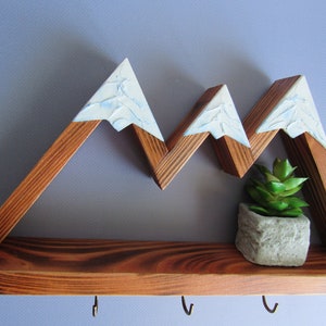 Mountain Key Holder/ Wall Shelf With Hooks/ Key Hanger for Wall/ House ...