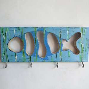 Fish Key Holder for Wall With Hooks | Nautical Coastal Key Rack | Beach ...