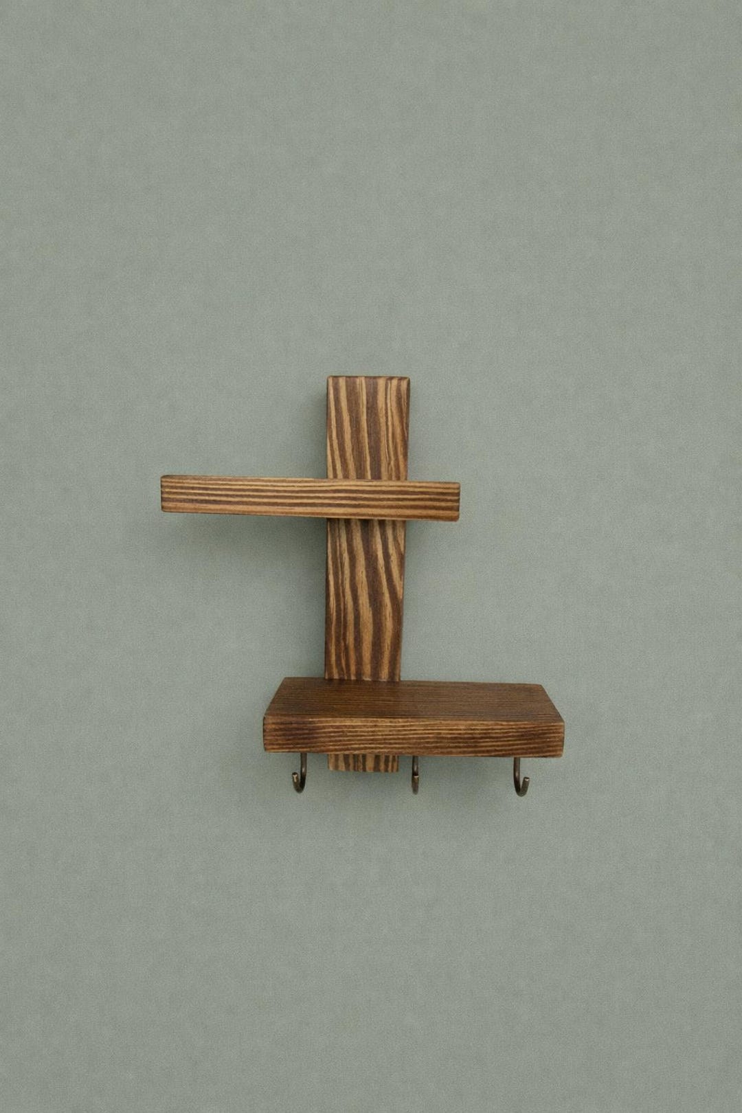 Vertical Key Holder With Shelves | Rustic Wooden Wall Organizer With ...
