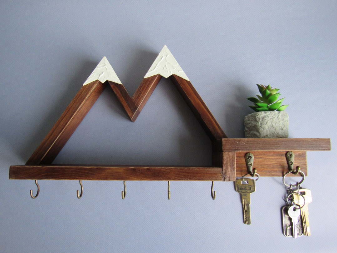 Mountain Key Holder | Wall Key Hanger Shelf | Rustic Home Decor Gift - Etsy