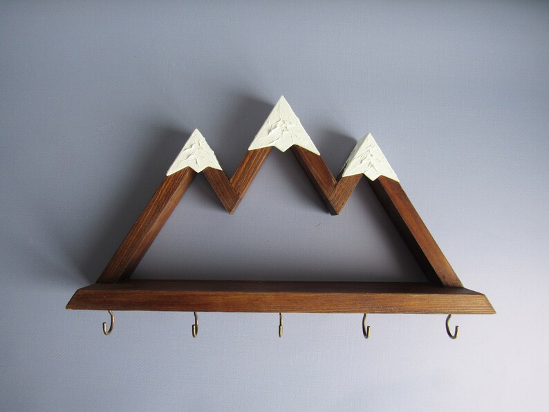 Mountain Key Rack Shelf/ Key Holder for Wall With Hooks/ Key - Etsy
