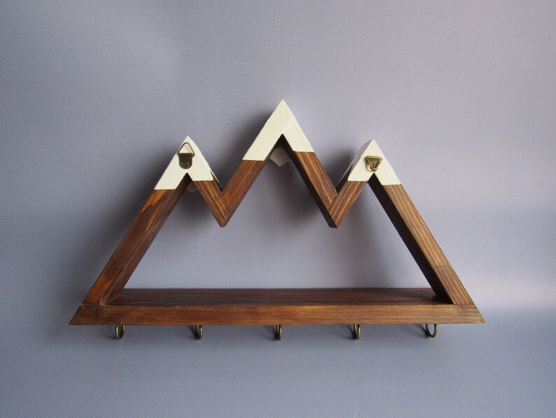 Mountain Key Rack Shelf/ Key Holder for Wall With Hooks/ Key - Etsy