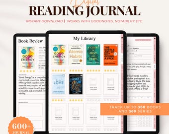2025 Reading Journal Digital Reading Journal Hyperlinked Book Log and ...