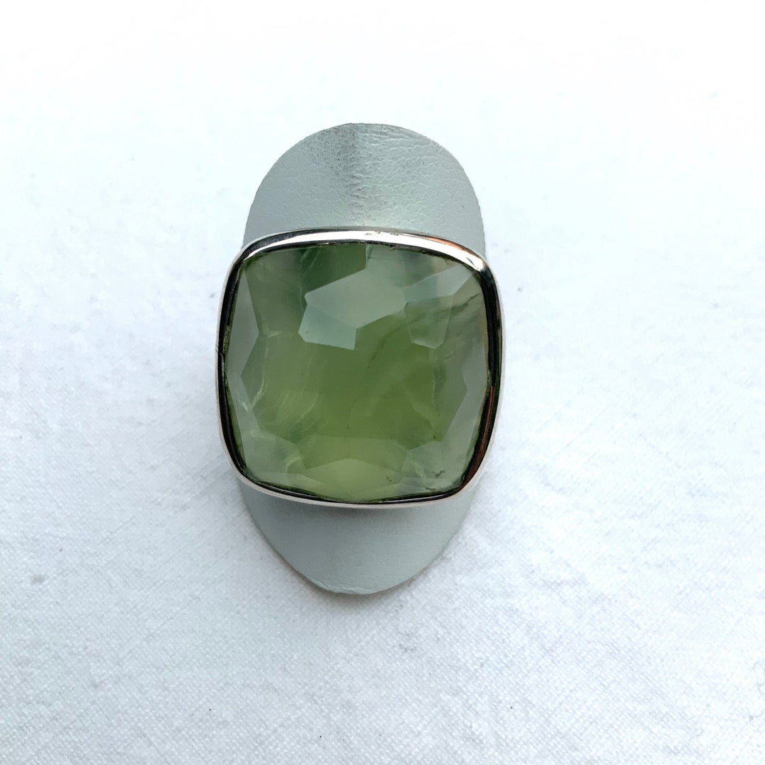 Noble Ring Faceted Prehnite, 925 Silver - Etsy UK