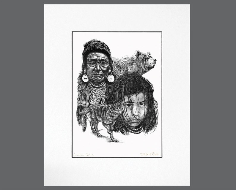 Large Native American Pen and Ink Art Print, Illustration Unframed - Etsy