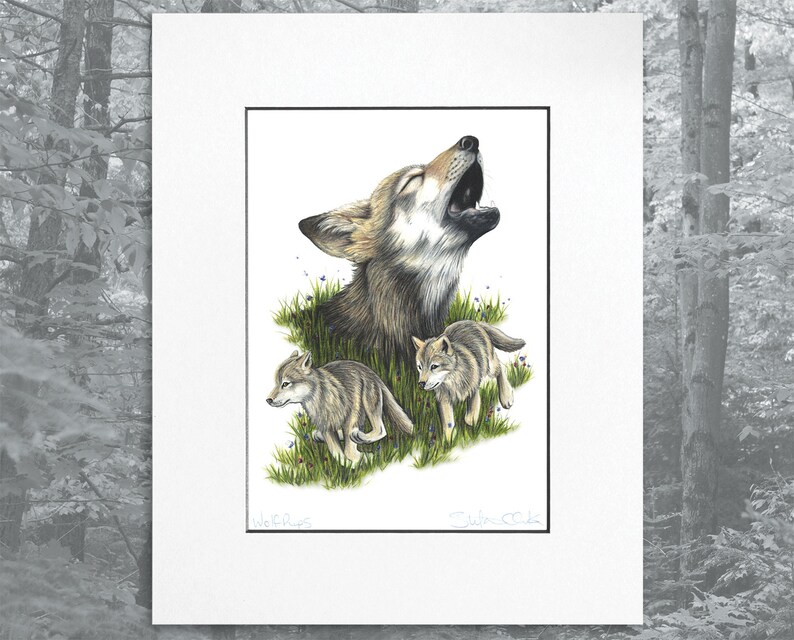 Small Wolf Pups Collage, Animal Art Print, Drawing Unframed - Etsy