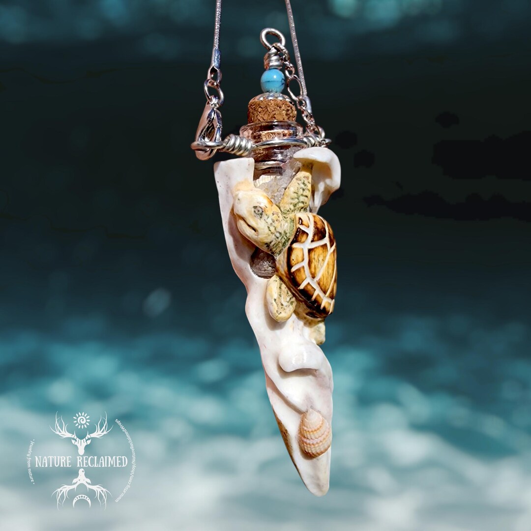 Sea Turtle Carved Antler Pendant - Etsy