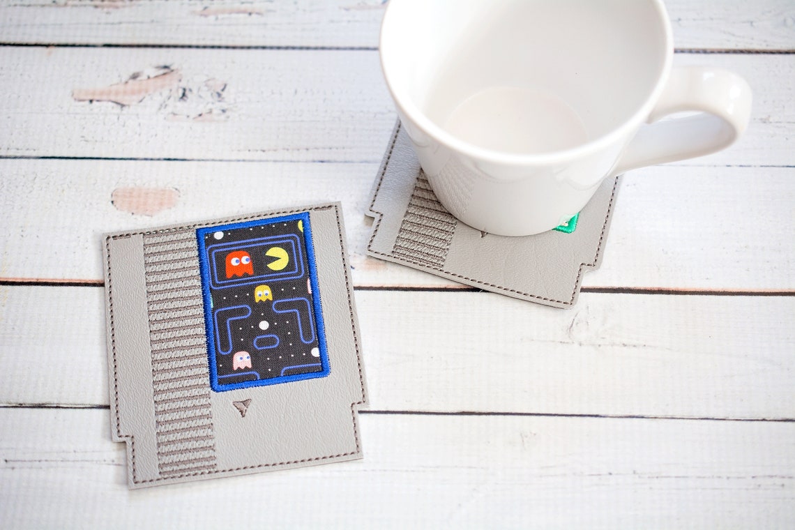 Applique Retro Game Drink Coasters - Digital Embroidery File, 4x4, in ...