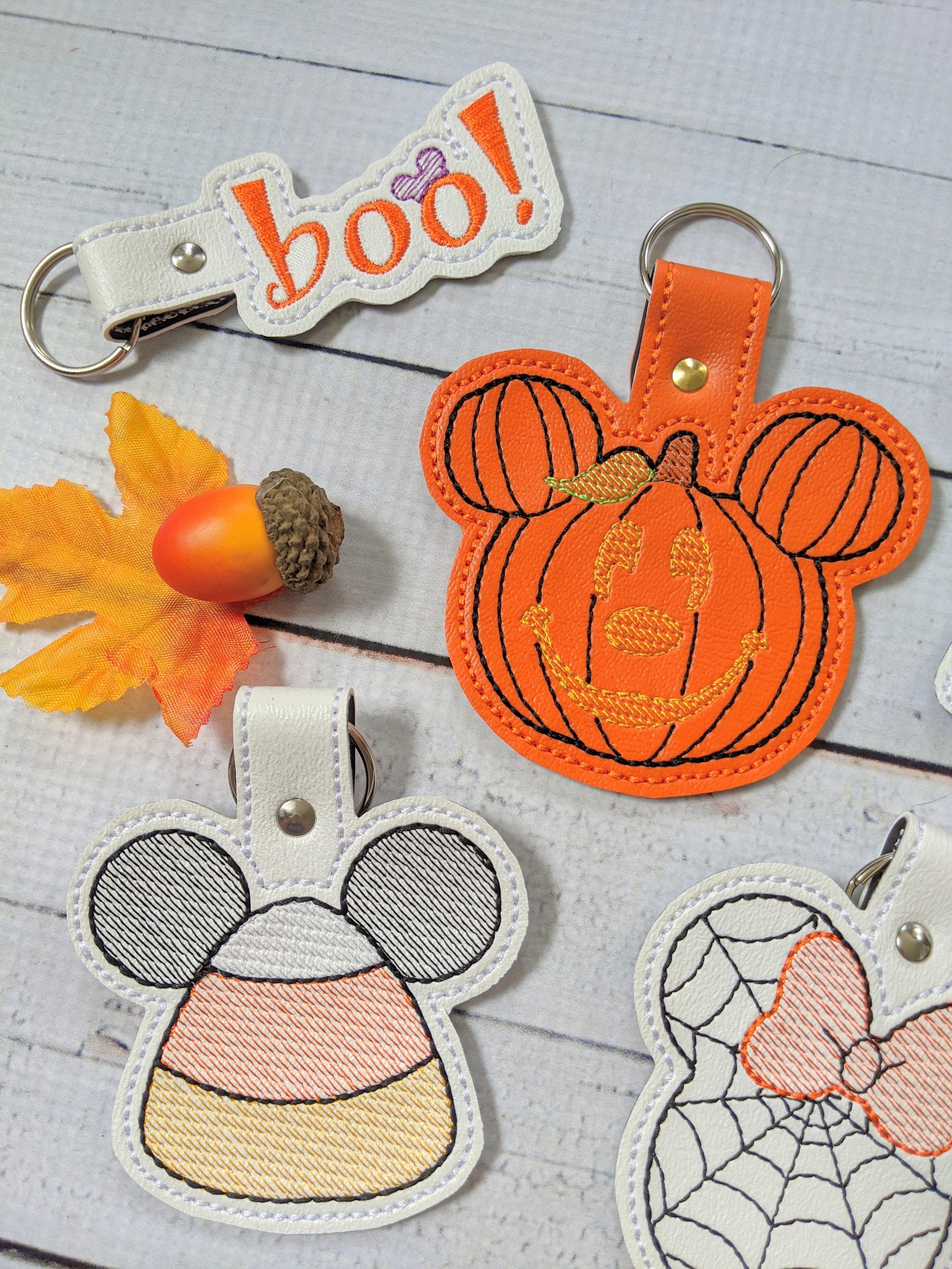 Mouse Halloween (set of 5) Key Fob Digital Embroidery File, 4x4, in the ...