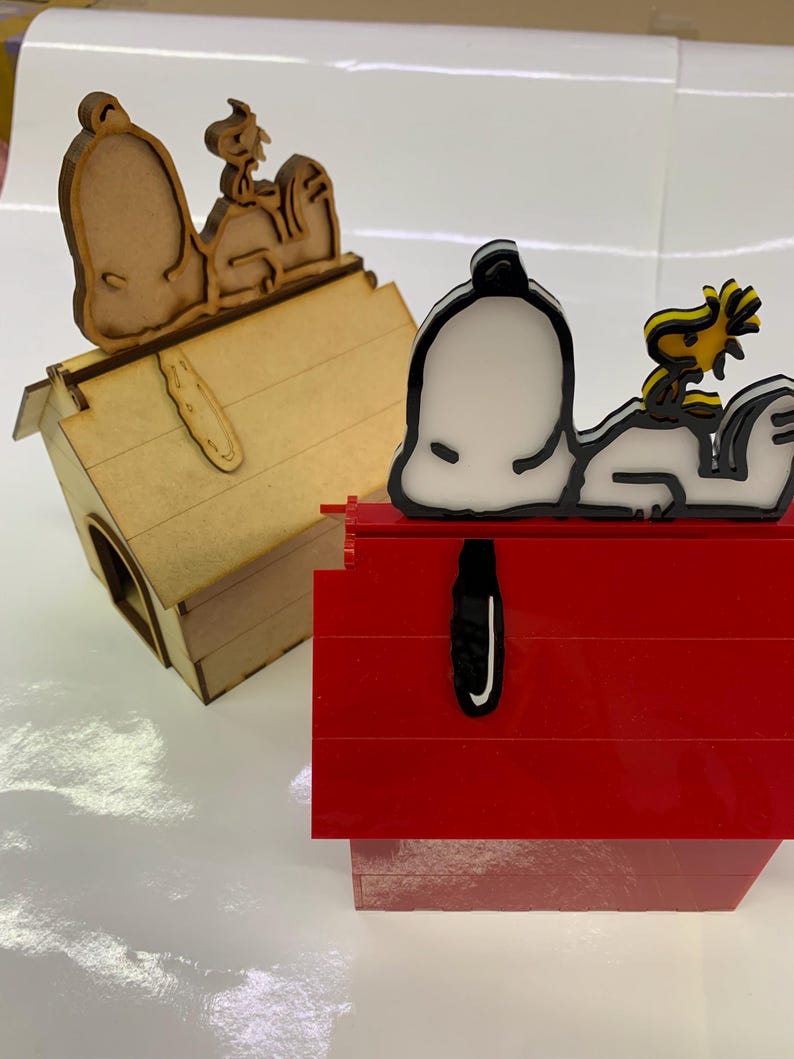 Snoopy house box, laser cut file, cnc file, caja en forma de casa de ...