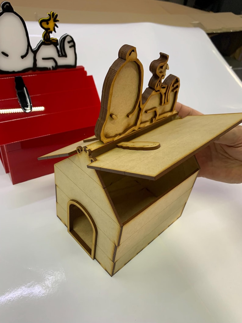 Snoopy house box, laser cut file, cnc file, caja en forma de casa de ...