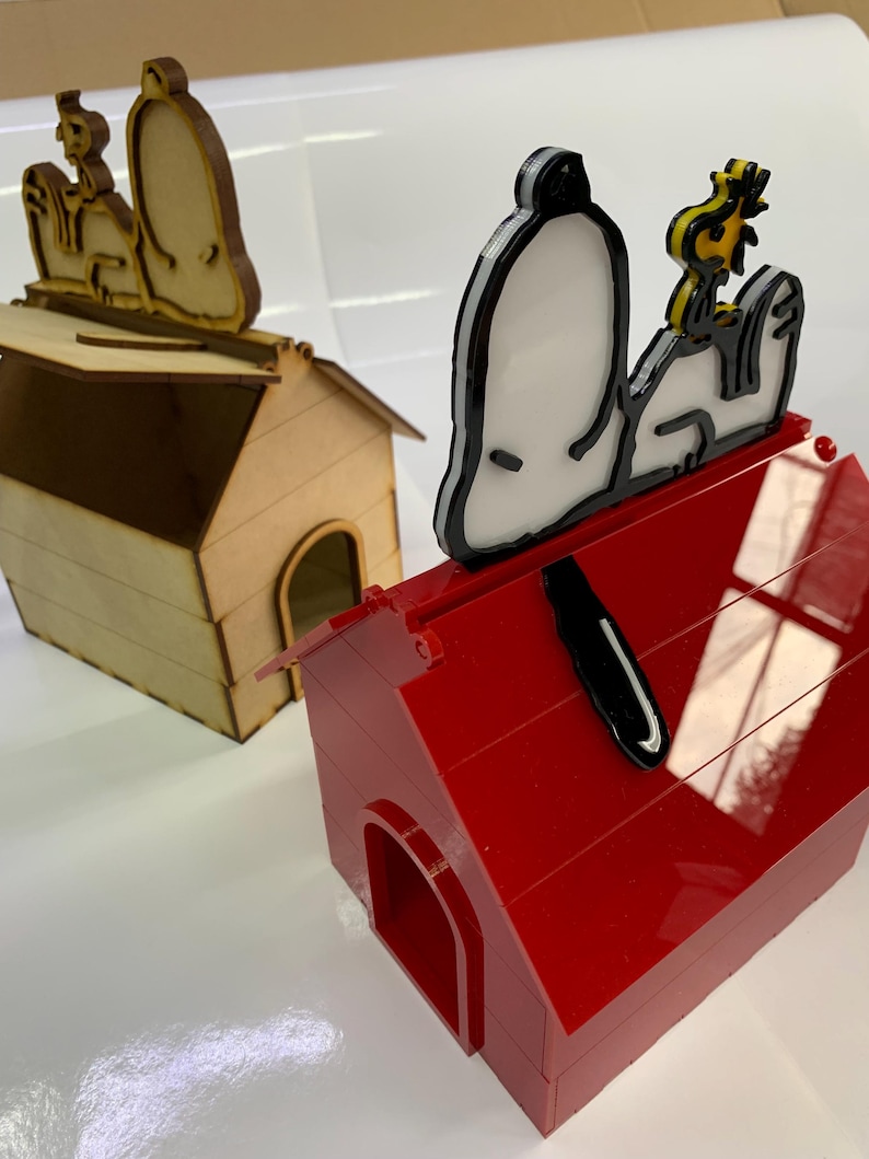 Snoopy house box, laser cut file, cnc file, caja en forma de casa de ...
